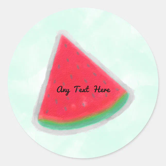 Watermelon Watercolor Birthday Party Personalized Classic Round Sticker ...