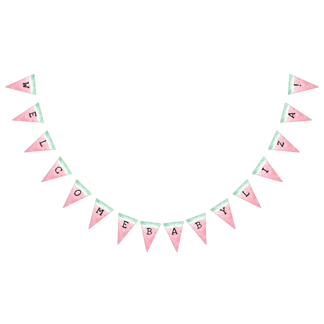 Watermelon Watercolor Bunting Flags | Zazzle