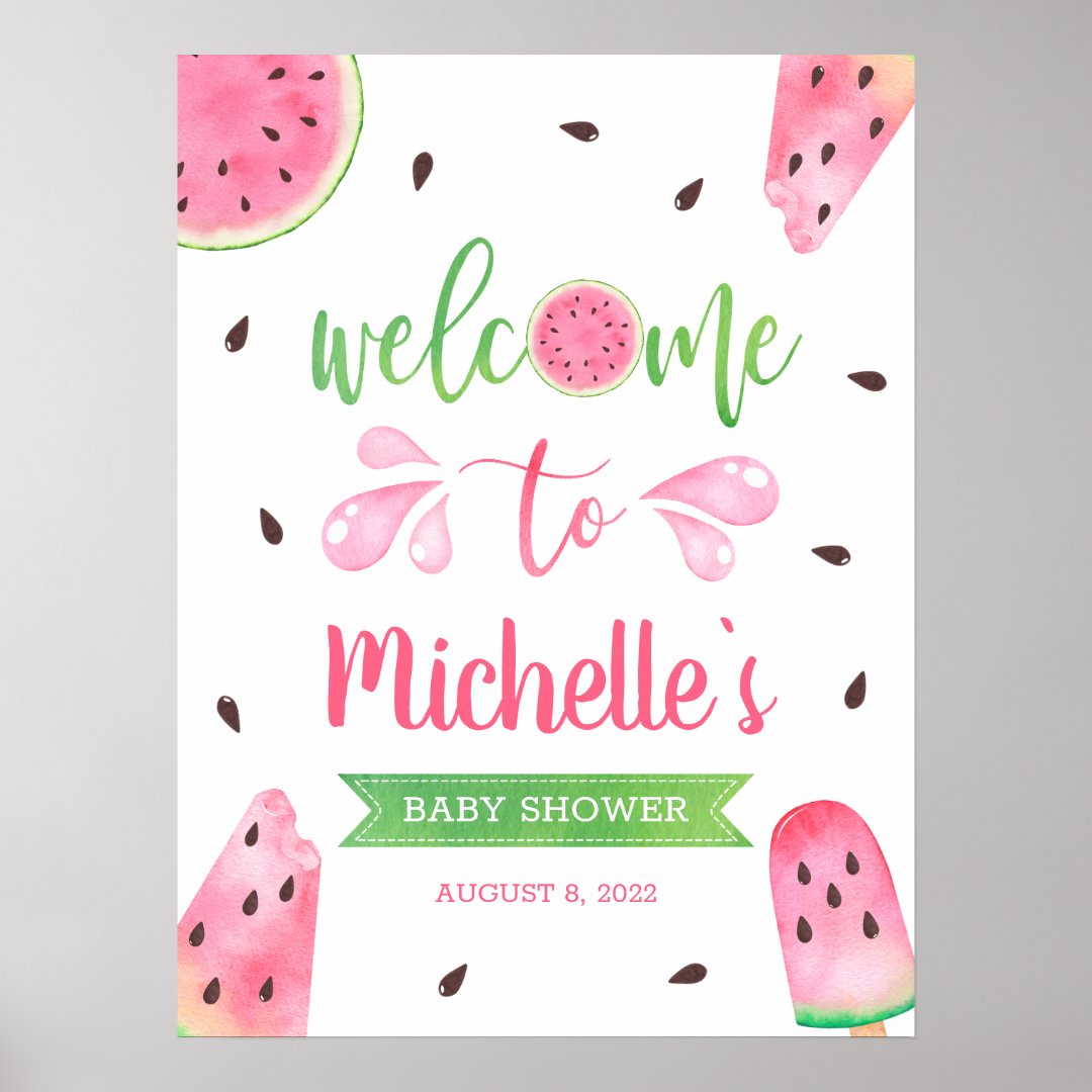 Watermelon Welcome Baby Shower Poster | Zazzle