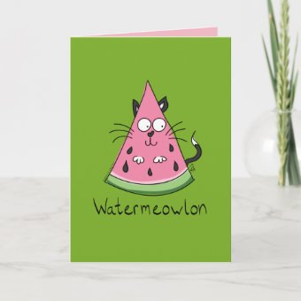 Watermeowlon Watermelon Cat Funny Greeting Card | Zazzle