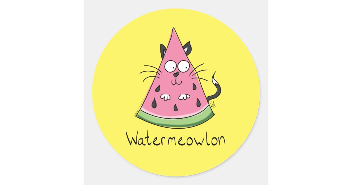 Watermeowlon Watermelon Cat Funny Stickers | Zazzle