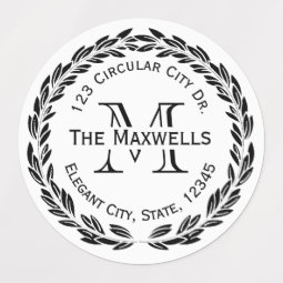 Waterproof Address Labels Custom Monogram Round | Zazzle