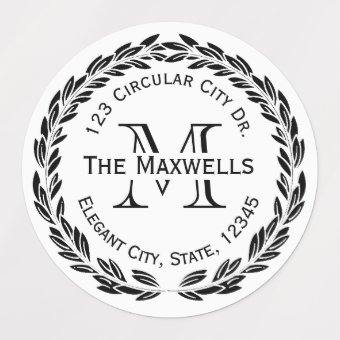 Waterproof Address Labels Custom Monogram Round | Zazzle