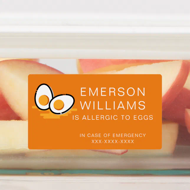 Waterproof Egg Allergy Alert Child Name Labels | Zazzle