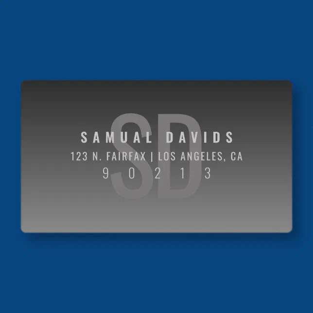 Waterproof Modern Bold Dark Grey Ombre Address Labels | Zazzle