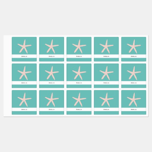 Waterproof starfish name labels for school camp | Zazzle