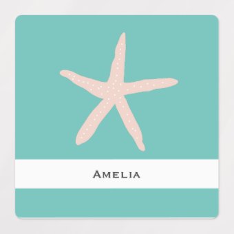 Waterproof starfish name labels for school camp | Zazzle