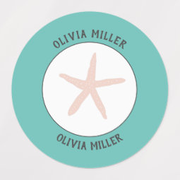 Waterproof starfish name labels for school camp | Zazzle