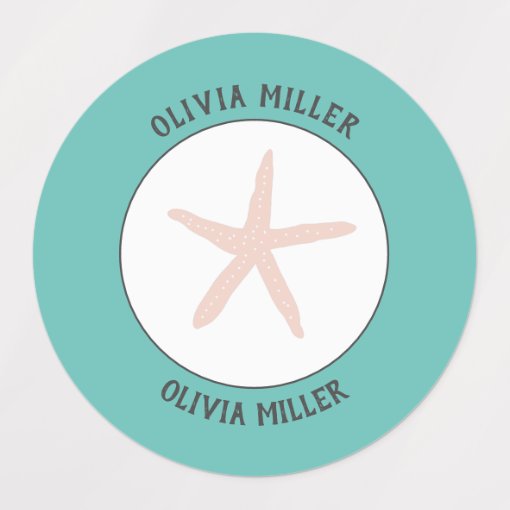 Waterproof starfish name labels for school camp | Zazzle