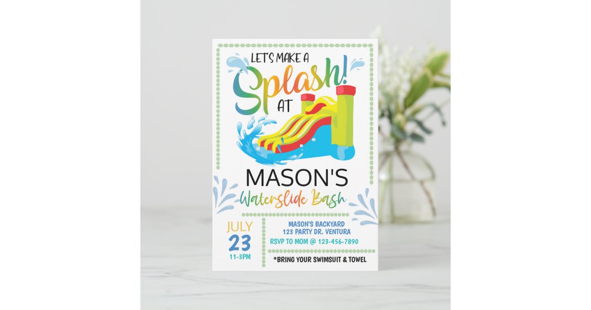 Waterslide Birthday, Let's make a Splash Invitation | Zazzle