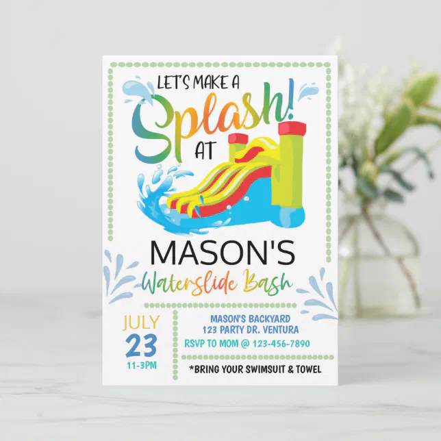 Waterslide Birthday, Let's make a Splash Invitation | Zazzle