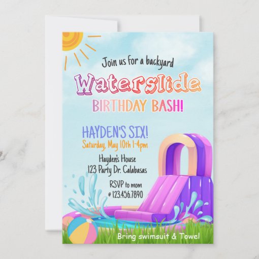 Waterslide Birthday, Let's make a Splash, Summer Invitation | Zazzle
