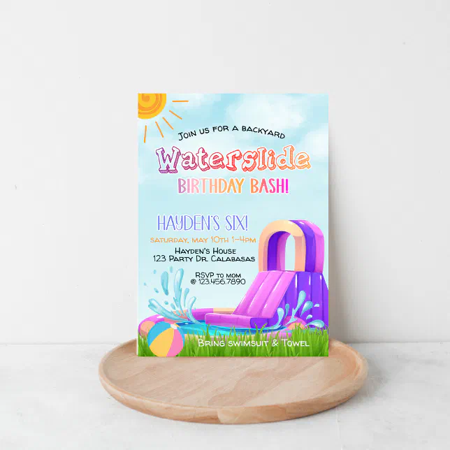 Waterslide Birthday, Let's make a Splash, Summer Invitation | Zazzle