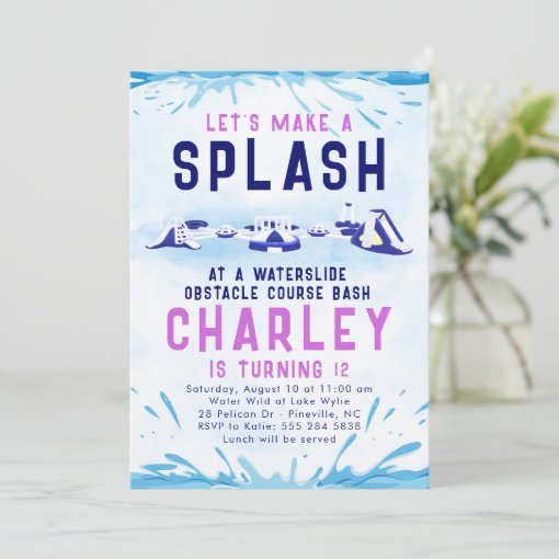 Waterslide Obstacle Course Birthday invitation | Zazzle