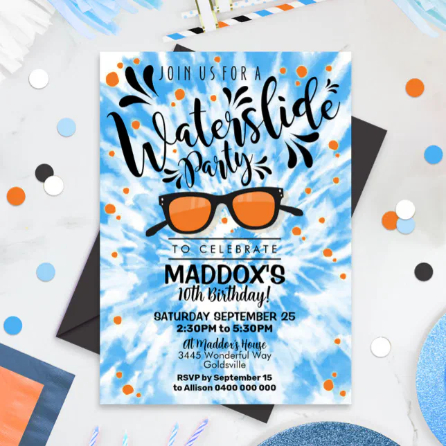 Waterslide Party Invitation Boy Water slide Invite | Zazzle