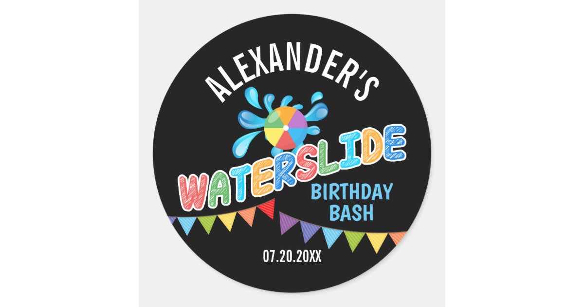 Waterslide Party Sticker | Zazzle