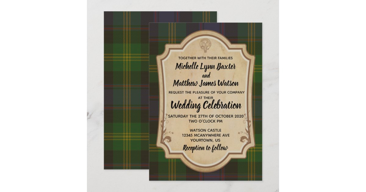 Watson Tartan Wedding Invitation | Zazzle