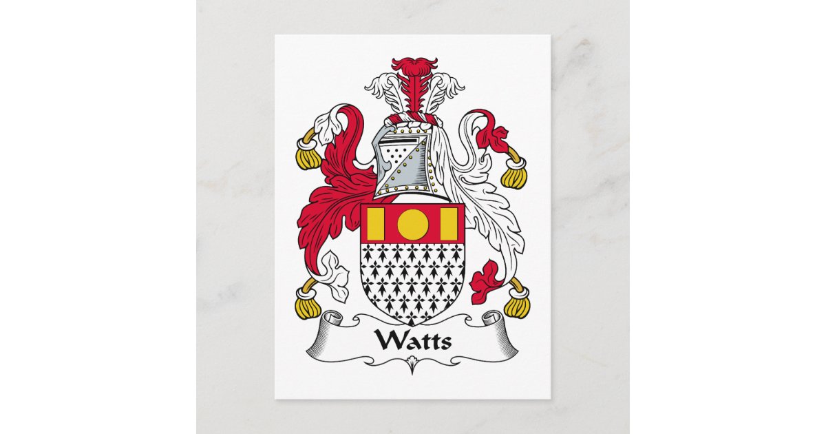 Watts Family Crest Postcard | Zazzle
