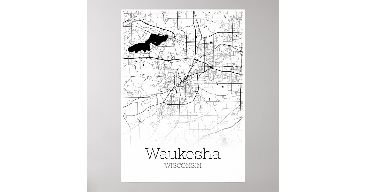 Waukesha Map - Wisconsin - City Map Poster | Zazzle