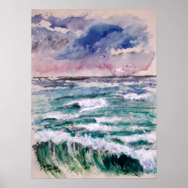 Wave Crash beach art gifts Poster | Zazzle