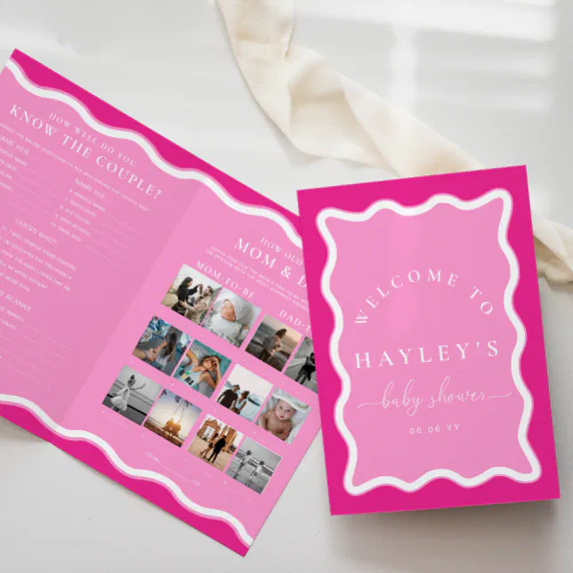 Wave Hot Pink Baby Shower Game Booklet | Zazzle
