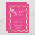 Wave Hot Pink Graduation Party Invitation | Zazzle