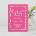 Wave Hot Pink Graduation Party Invitation | Zazzle