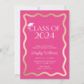 Wave Hot Pink Graduation Party Invitation | Zazzle