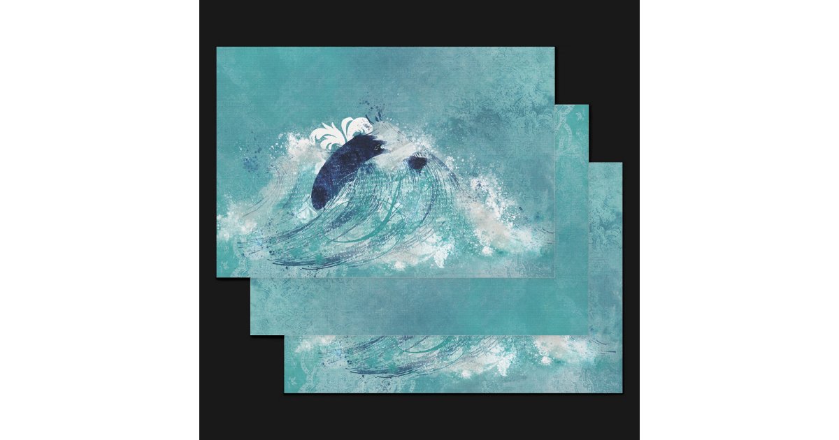 Wave Sublimation | Nautical Tidal Water Blue-Green Wrapping Paper ...