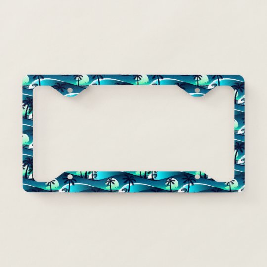 Waves and palm trees license plate frame | Zazzle.com