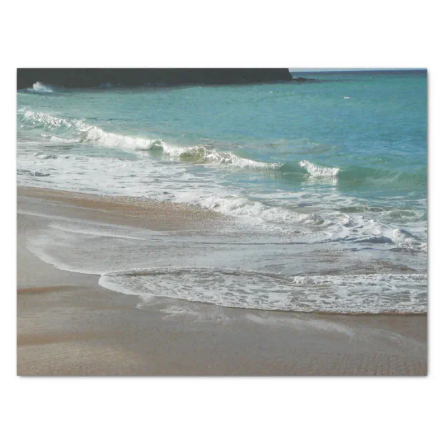 Waves Lapping on the Beach Turquoise Blue Ocean Tissue Paper | Zazzle