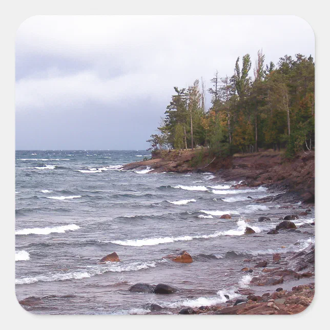 Waves of Lake Superior Square Sticker | Zazzle