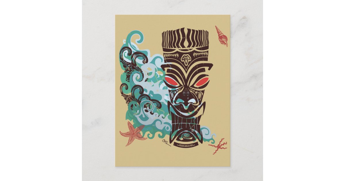 Waves of TIki Postcard | Zazzle