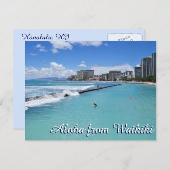 Waves Waikiki Beach Honolulu Hawaii Pacific Ocean Postcard | Zazzle