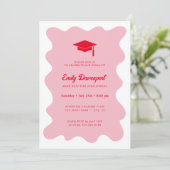 Wavey retro fancy Graduation photo on back Invitation | Zazzle
