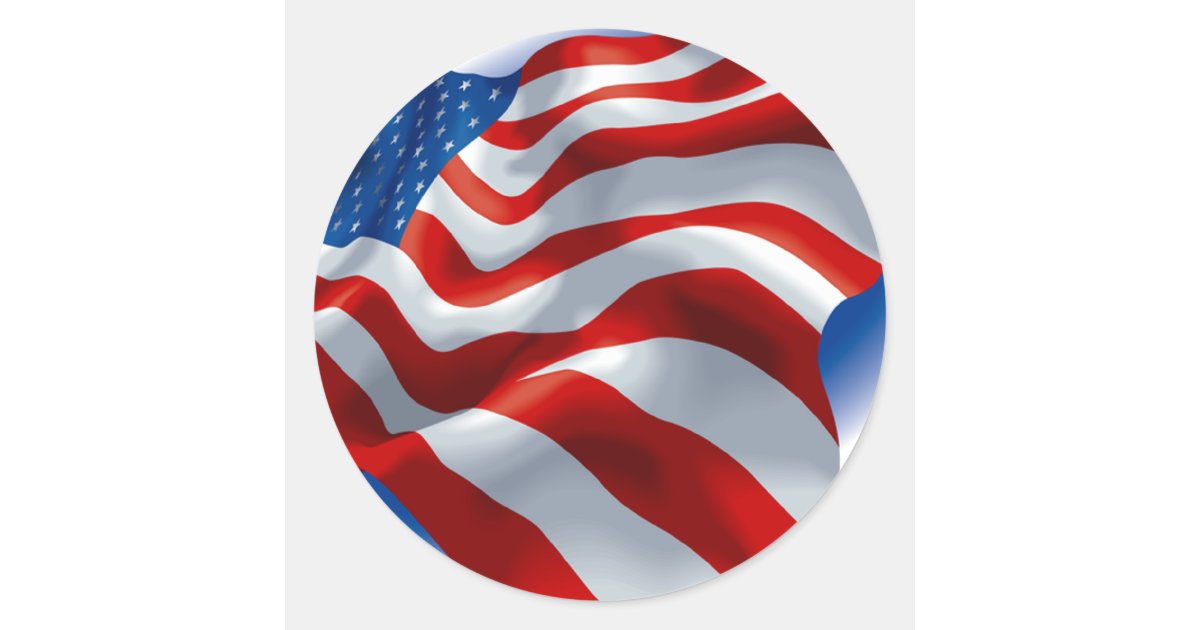 WAVING AMERICAN FLAG CLASSIC ROUND STICKER | Zazzle.com