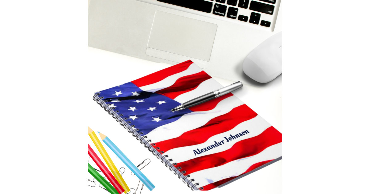 Waving American Flag Notebook | Zazzle