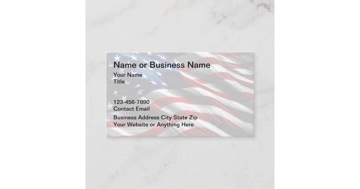 Waving American Flag Patriotic Business Cards | Zazzle