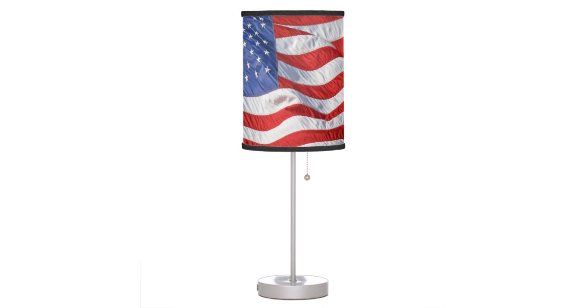 Waving American Flag Patriotic Table Lamp | Zazzle