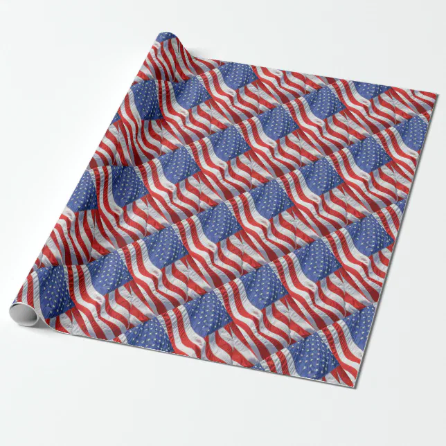 Waving American Flag Patriotic Wrapping Paper | Zazzle