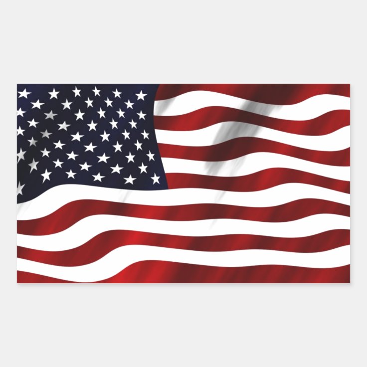 Waving American Flag Rectangular Sticker | Zazzle