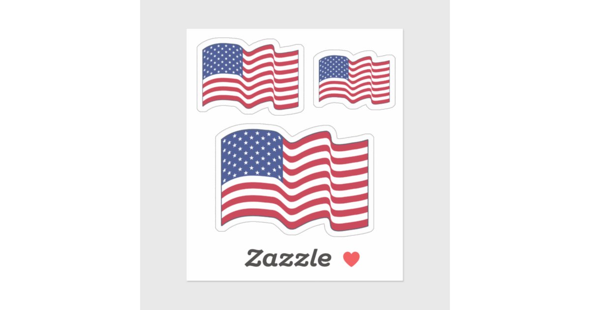Waving American Flag Stickers | Zazzle