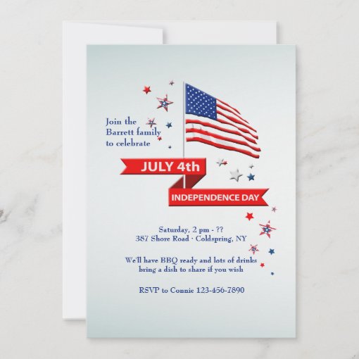 Waving Flag Independence Day Invitation | Zazzle