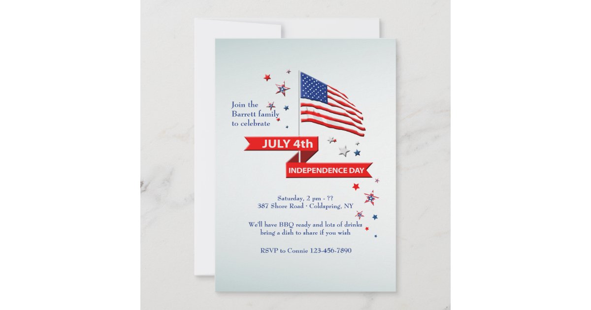 Waving Flag Independence Day Invitation | Zazzle