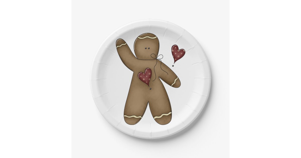 Waving Gingerbread Man Paper Plates | Zazzle