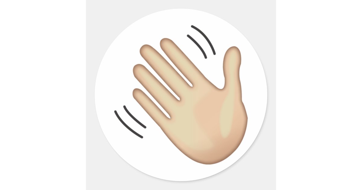 Waving Hand Sign - Emoji Classic Round Sticker | Zazzle