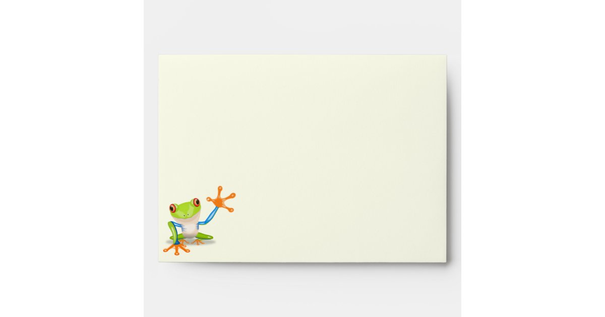 Waving red eyed tree frog illustration envelope | Zazzle
