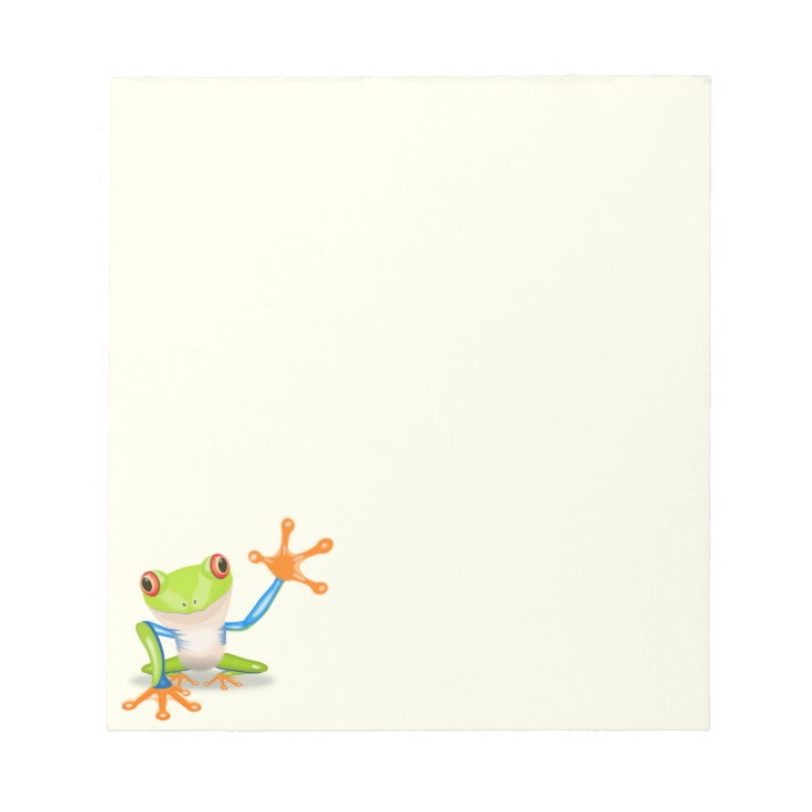 Waving red eyed tree frog illustration notepad | Zazzle