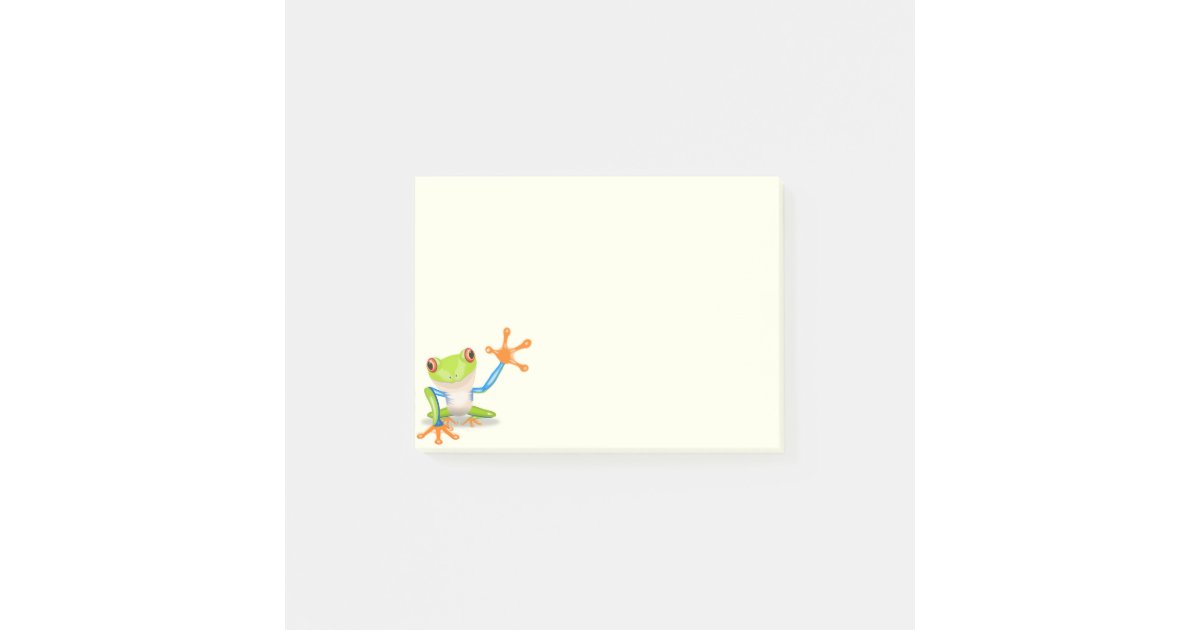 Waving red eyed tree frog illustration post-it notes | Zazzle