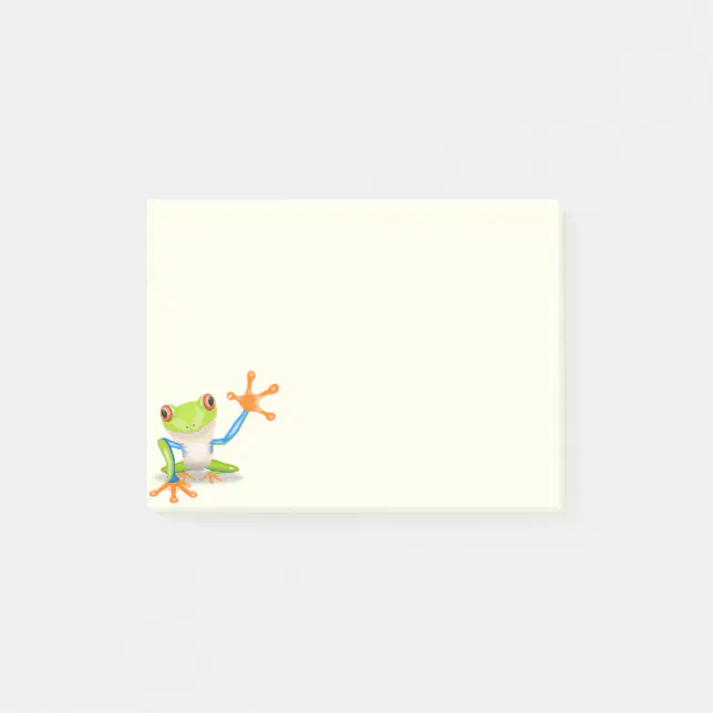Waving red eyed tree frog illustration post-it notes | Zazzle